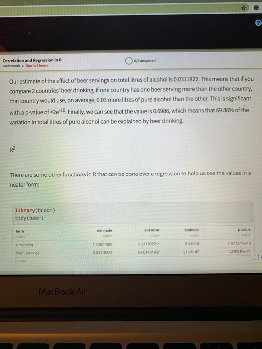 Solved Correlation and Regression in R Homework . Due in | Chegg.com