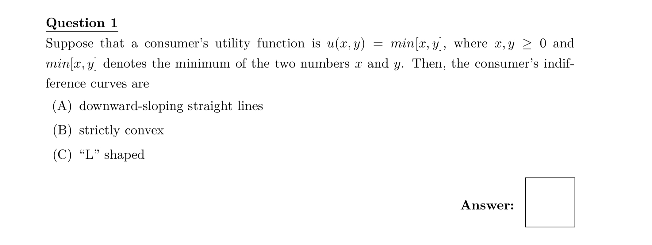Solved Question 1Suppose that a consumer's utility function | Chegg.com