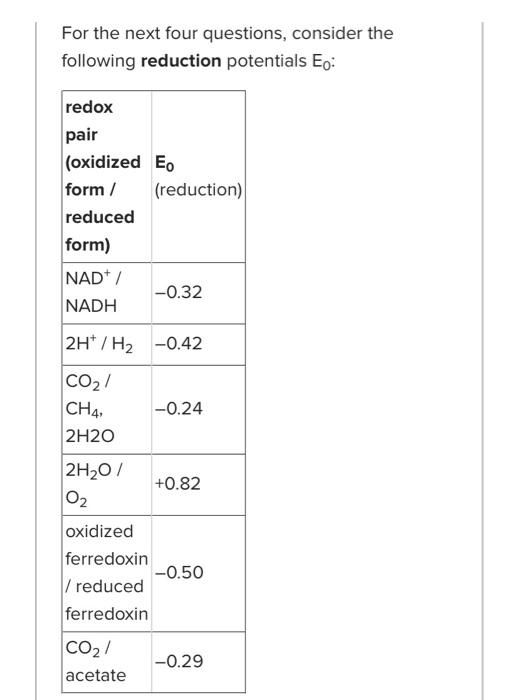 Solved For the next four questions, consider the эntials E0 | Chegg.com