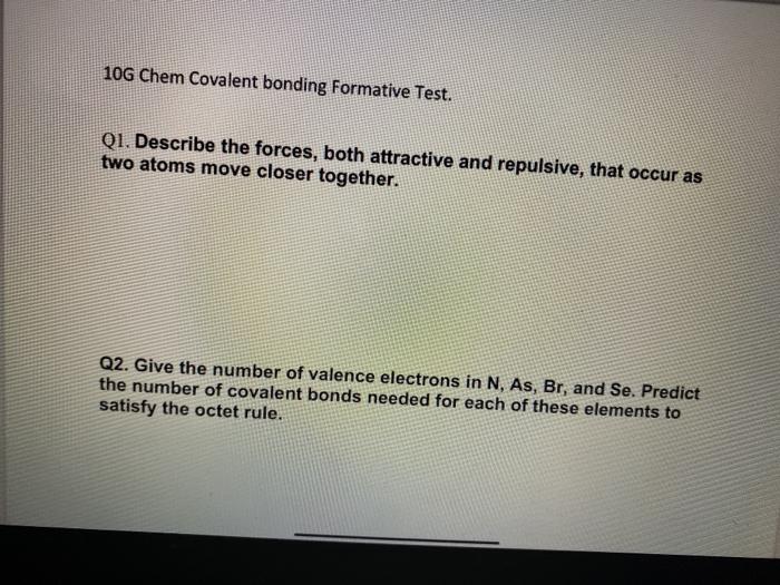 Solved 10G Chem Covalent bonding Formative Test. Q1. | Chegg.com