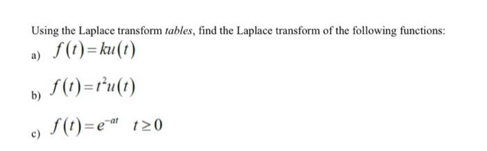 Solved Using the Laplace transform tables, find the Laplace | Chegg.com