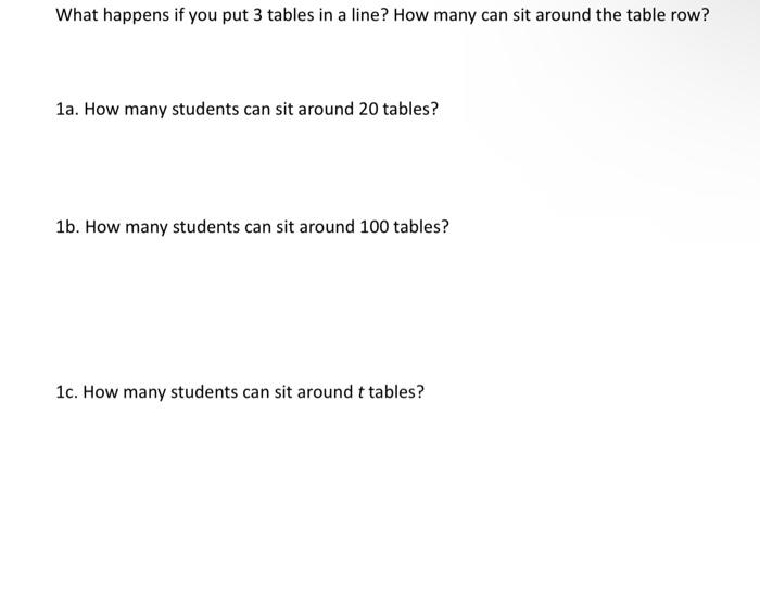 Solved What happens if you put 3 tables in a line? How many | Chegg.com