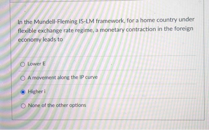 Solved In the Mundell-Fleming IS-LM framework, for a home | Chegg.com