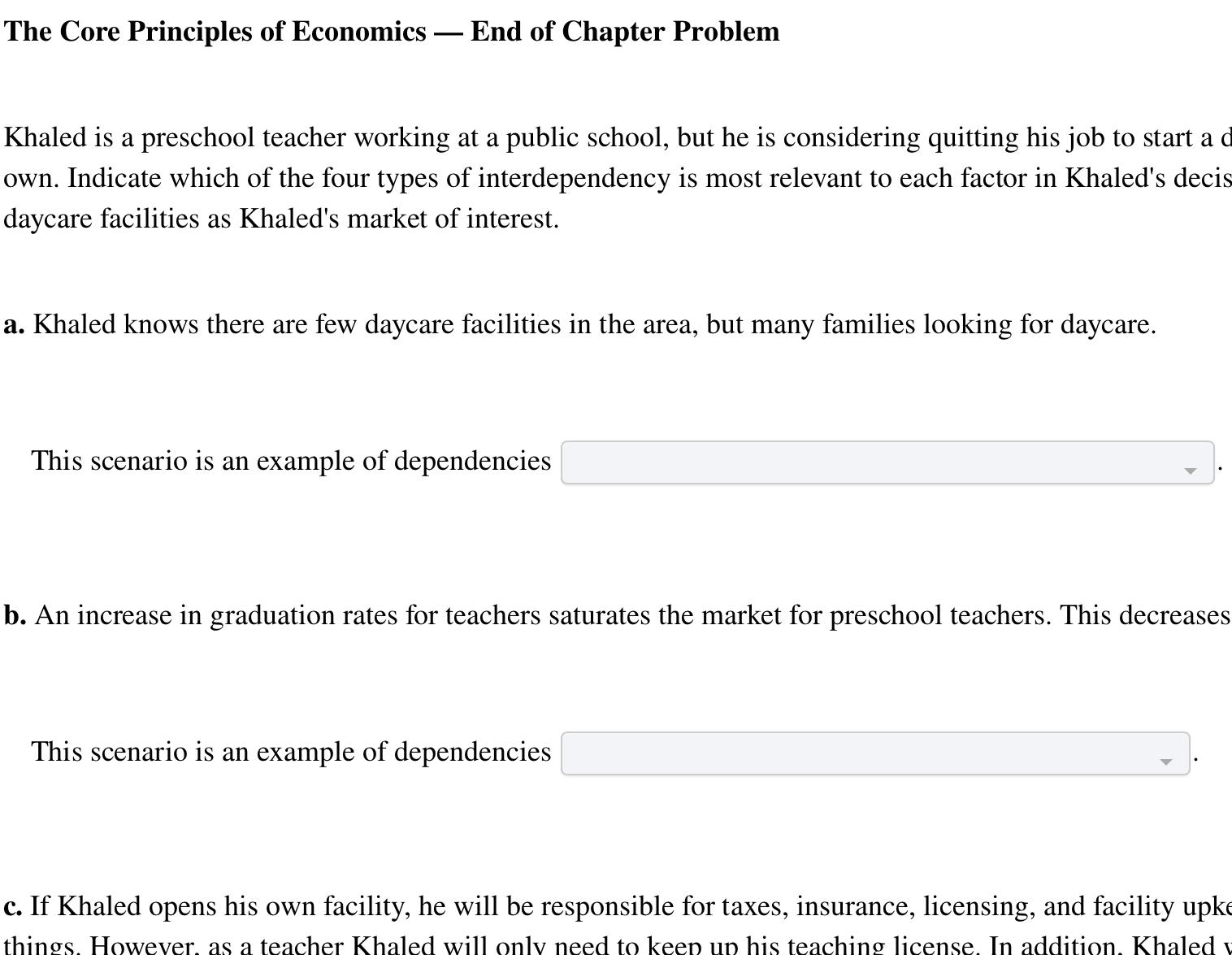 Solved The Core Principles of Economics - ﻿End of Chapter | Chegg.com