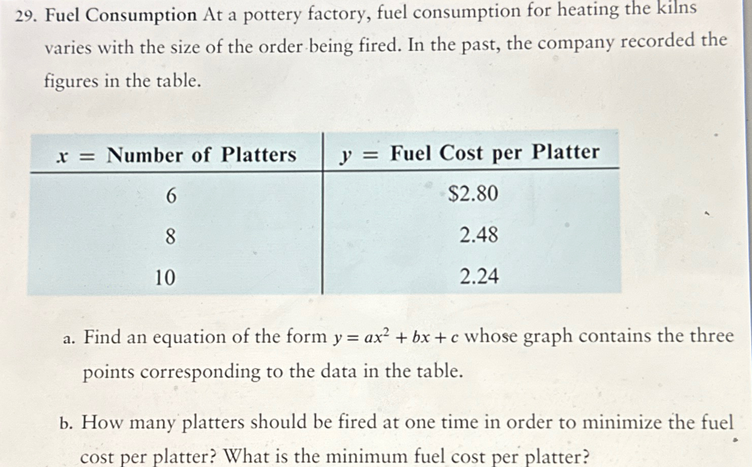 Solved Fuel Consumption At a pottery factory, fuel | Chegg.com