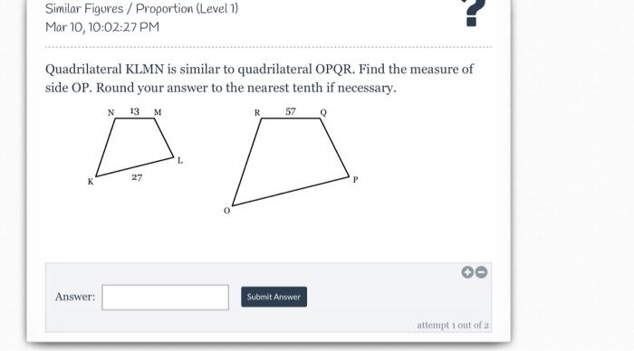 Solved Similar Figures / Proportion (Level 1) Mar 10, | Chegg.com