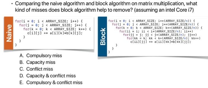 Solved Comparing The Naive Algorithm And Block Algorithm