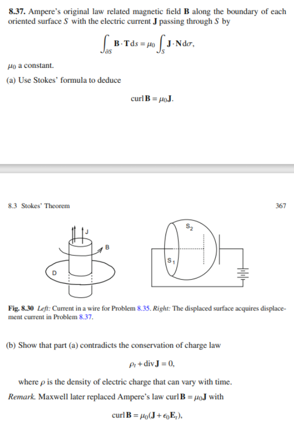 Solved 8.37. Ampere's original law related magnetic field B | Chegg.com