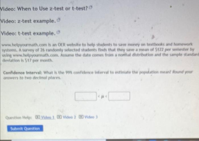 Solved Video: When to Use z-test or t-test? Video: z-test | Chegg.com