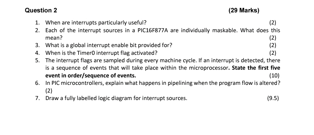 Solved Question 2(29 ﻿Marks)When are interrupts particularly | Chegg.com