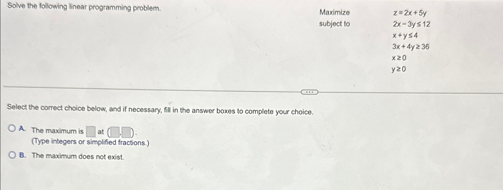 Solved Solve the following linear programming problem. | Chegg.com