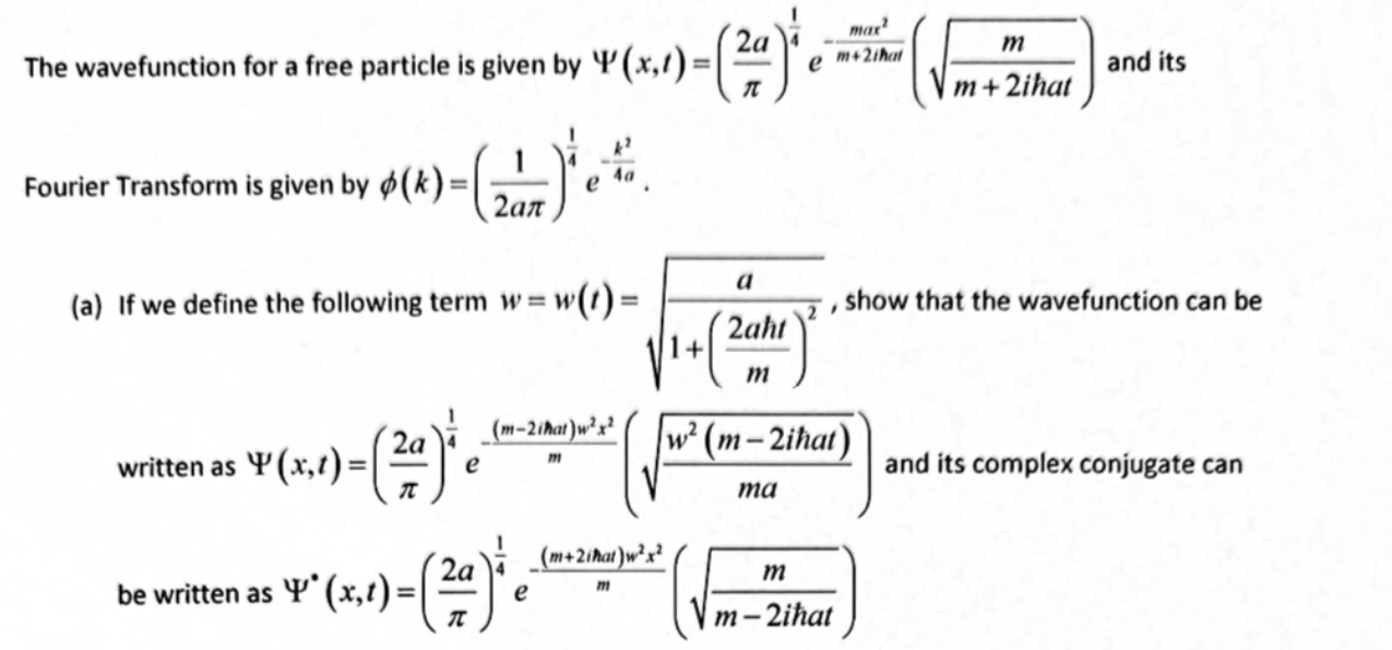 Solved Solve for part a.The wavefunction for a free particle | Chegg.com