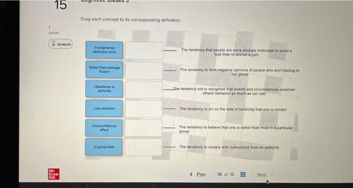 Drag each concept to its corresponding definition. | Chegg.com