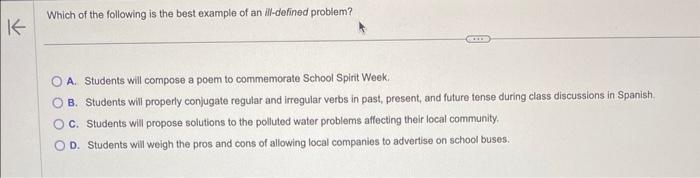 Solved Which of the following is the best example of an | Chegg.com