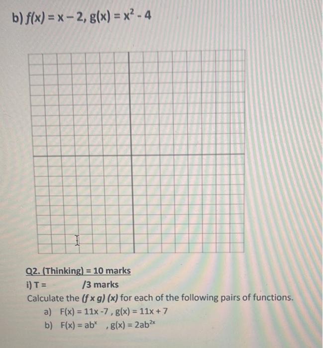 Solved f(x)=x−2,g(x)=x2−4 Q2. ( Thinking) =10 marks i) T=/3 | Chegg.com