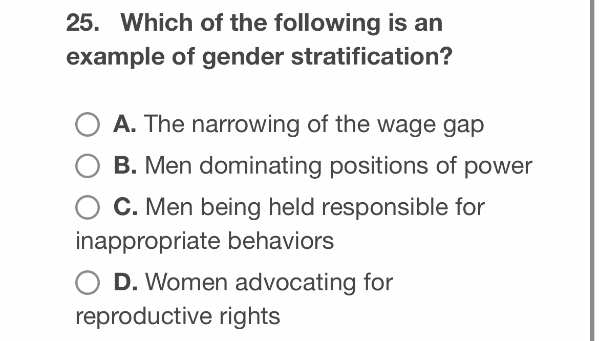 Solved Which of the following is an example of gender | Chegg.com