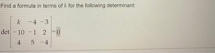 Solved Find a formula in terms of k for the following | Chegg.com