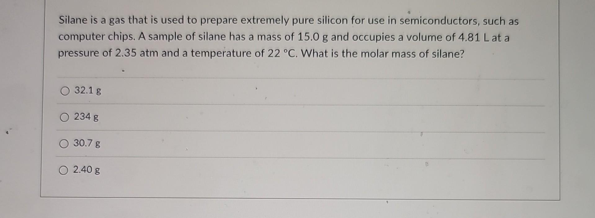 Solved Silane is a gas that is used to prepare extremely | Chegg.com