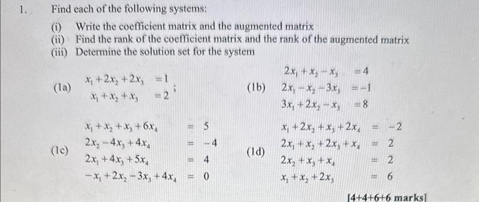 Solved Find each of the following systems: (i) Write the | Chegg.com