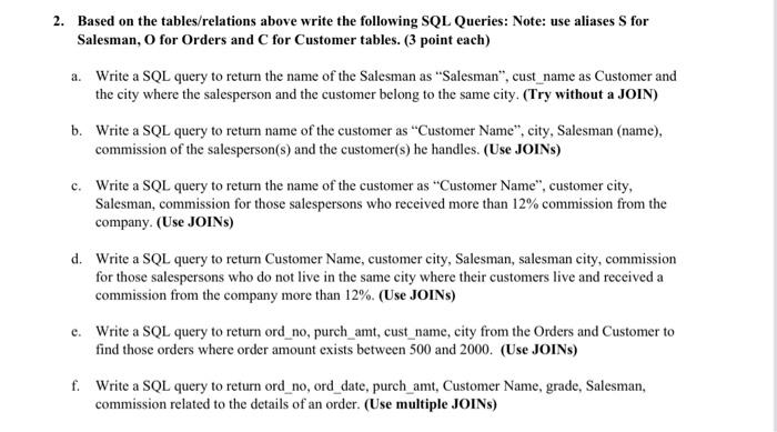 Solved SALESMAN name I city | commission 0.15 5001 James | Chegg.com