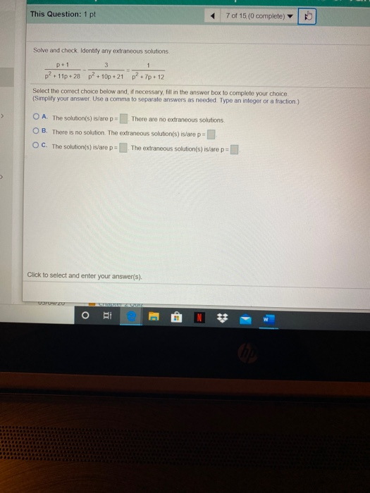 Solved This Question: 1 pt + 7 of 15. (O complete) Solve and | Chegg.com