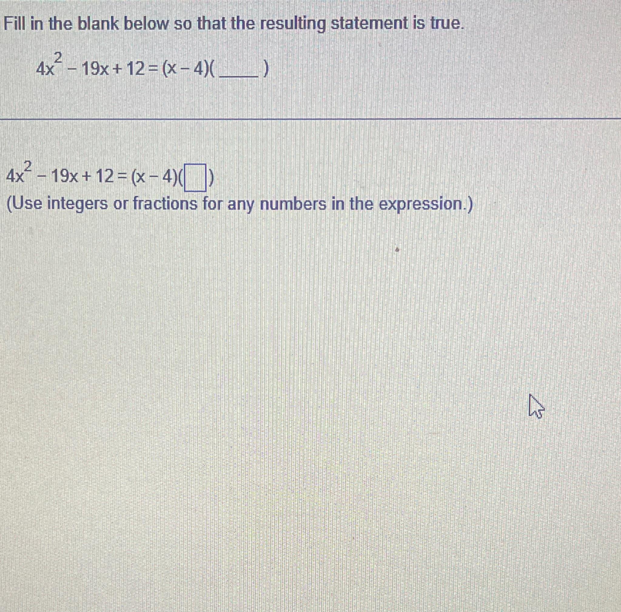Solved Fill in the blank below so that the resulting | Chegg.com
