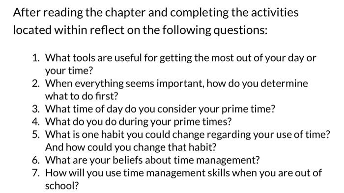 Solved After reading the chapter and completing the | Chegg.com