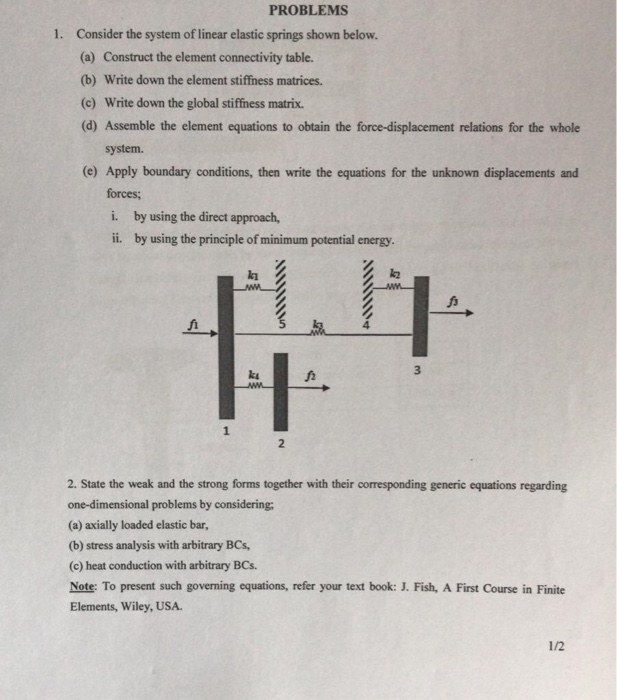 PROBLEMS 1. Consider the system of linear elastic | Chegg.com