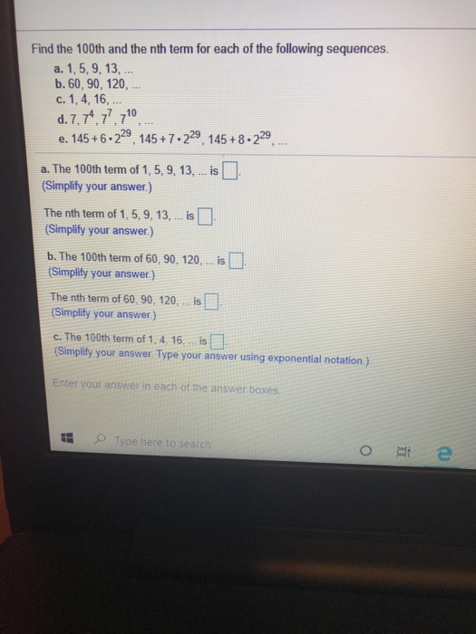 Solved Find The 100th And The Nth Term For Each Of The Chegg
