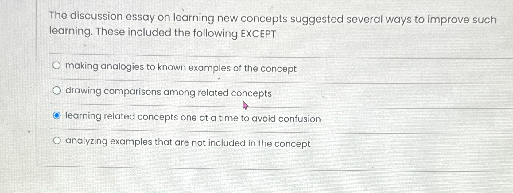 Solved The discussion essay on learning new concepts | Chegg.com