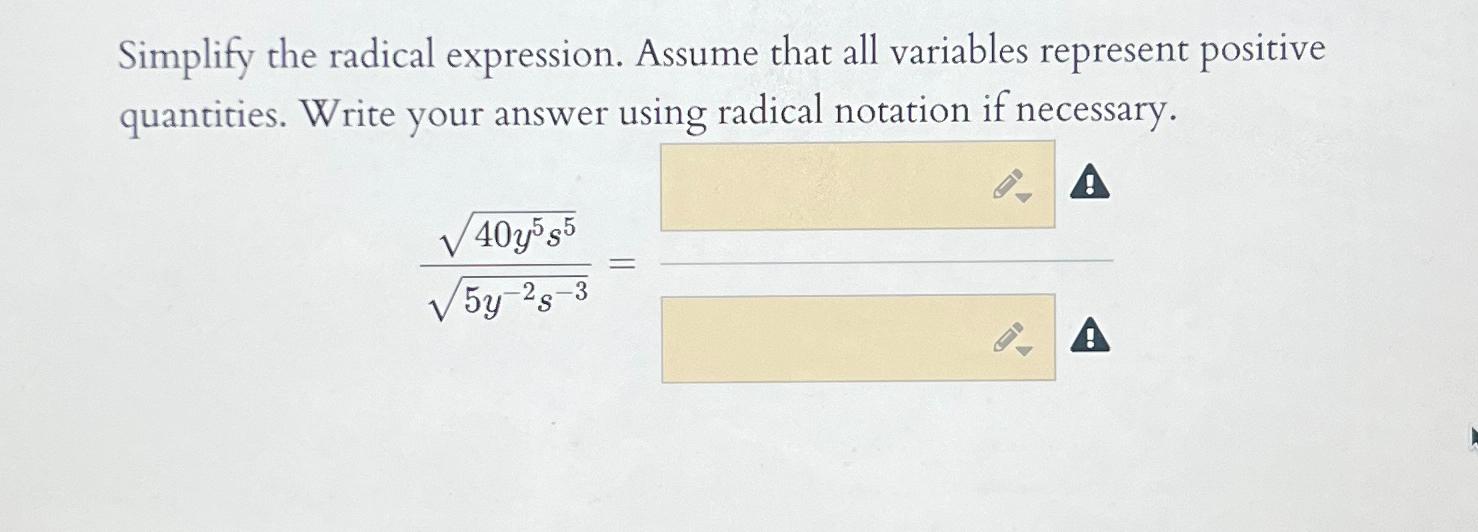 Solved Simplify the radical expression. Assume that all | Chegg.com