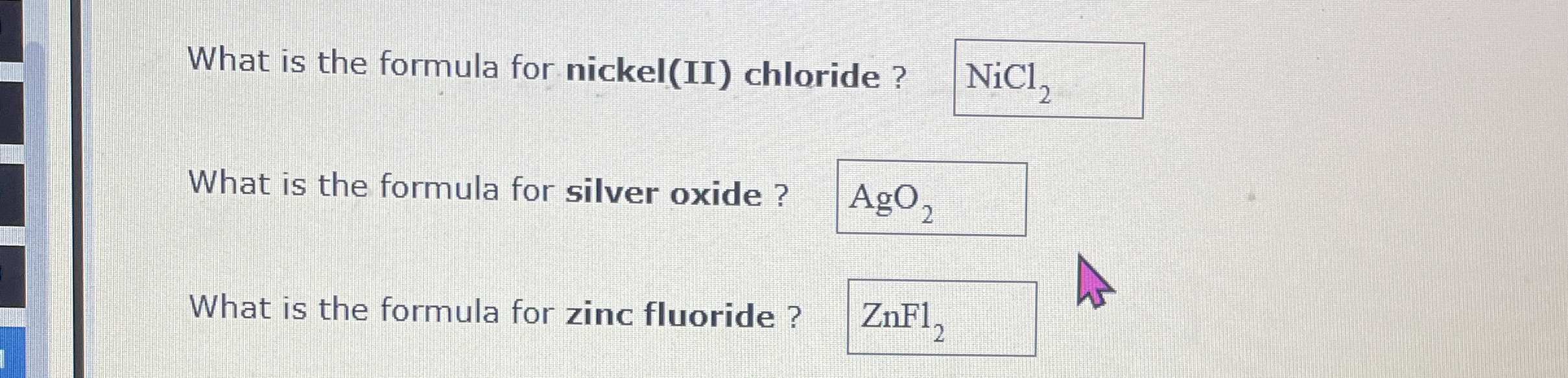 Solved What is the formula for nickel(II) ﻿chloride?What is | Chegg.com