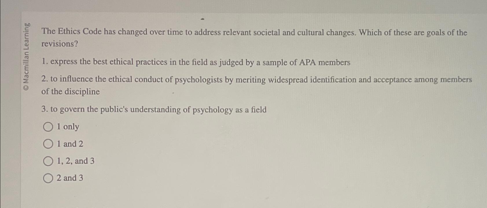 Solved The Ethics Code has changed over time to address | Chegg.com