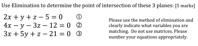 Solved Use Elimination to determine the point of | Chegg.com