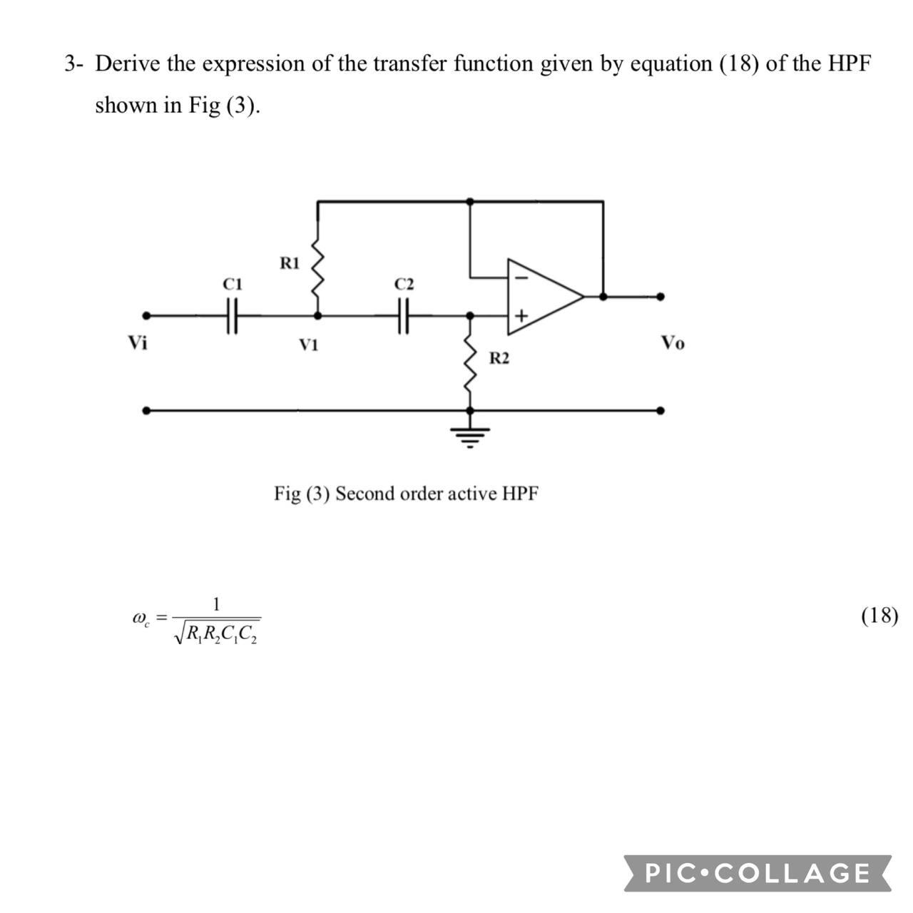 Solved 3- Derive the expression of the transfer function | Chegg.com