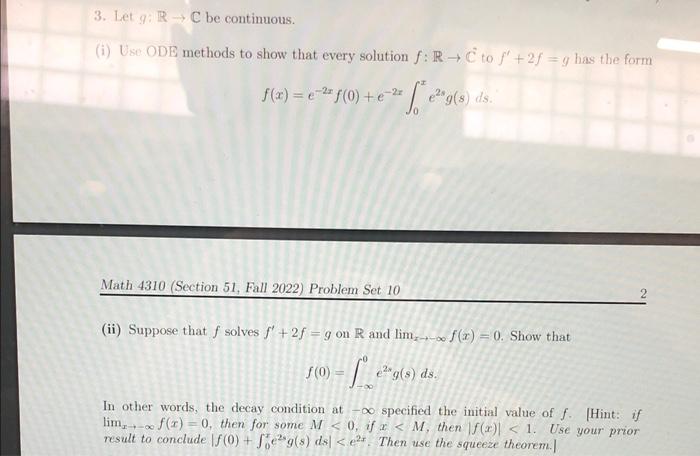 Solved (i) Use. ODE methods to show that every solution | Chegg.com