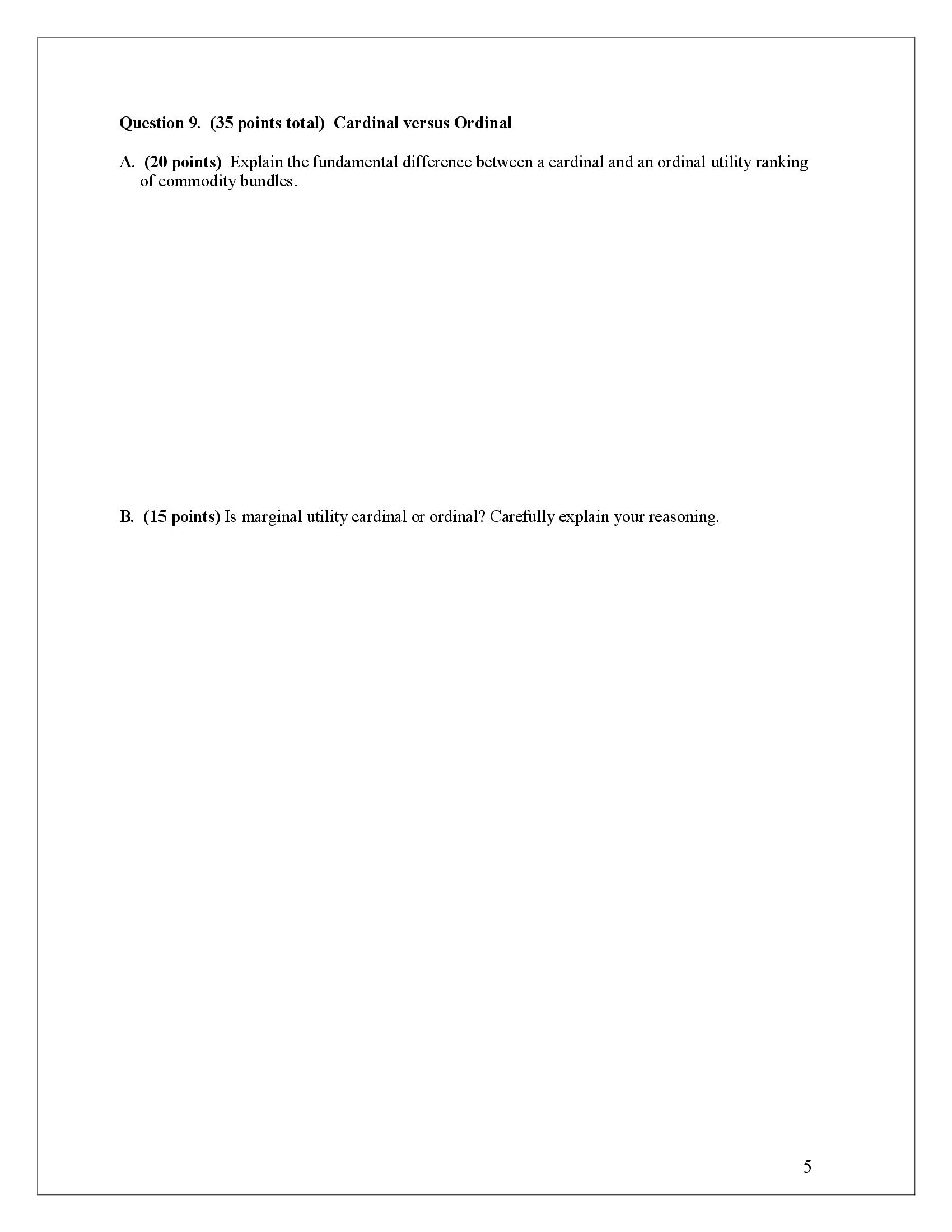 Solved Question 9. (35 ﻿points total) ﻿Cardinal versus | Chegg.com