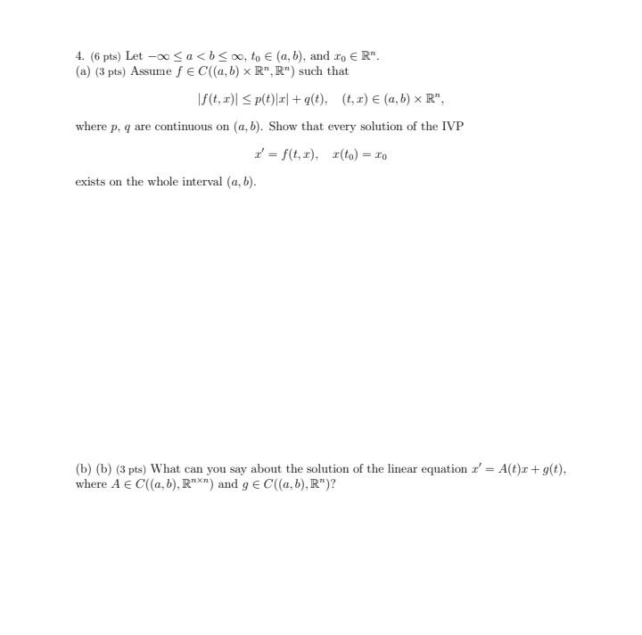 Solved 4. (6 pts) Let −∞≤a | Chegg.com