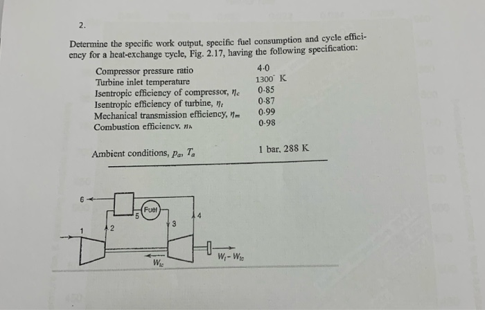 2. Determine the specific work output, specific fiuel | Chegg.com