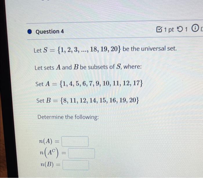 Solved Let S={1,2,3,…,18,19,20} be the u Let sets A and B be | Chegg.com