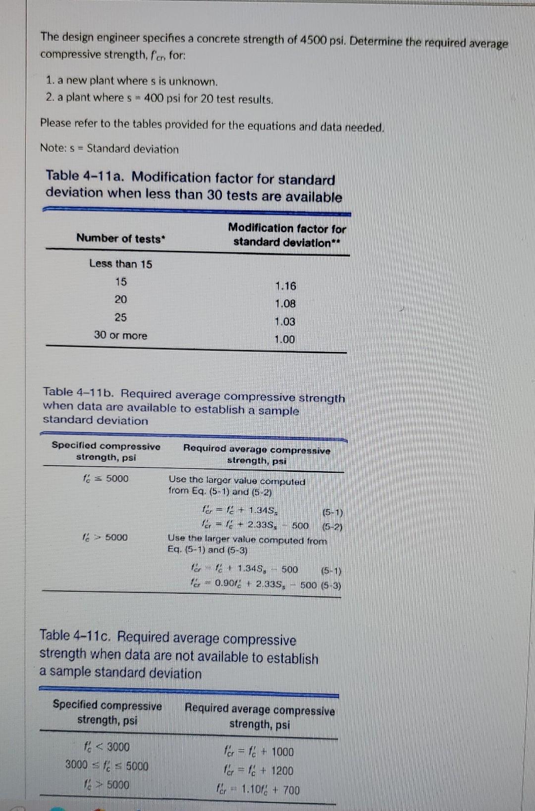 Solved The design engineer specifies a concrete strength of | Chegg.com