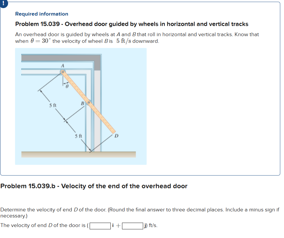 Solved Problem 15.039.b - ﻿Velocity of the end of the | Chegg.com