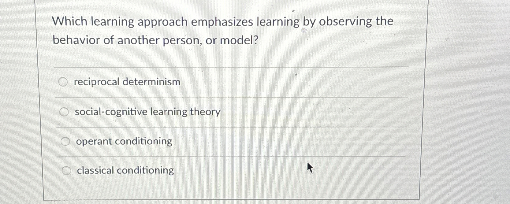 Solved Which learning approach emphasizes learning by | Chegg.com