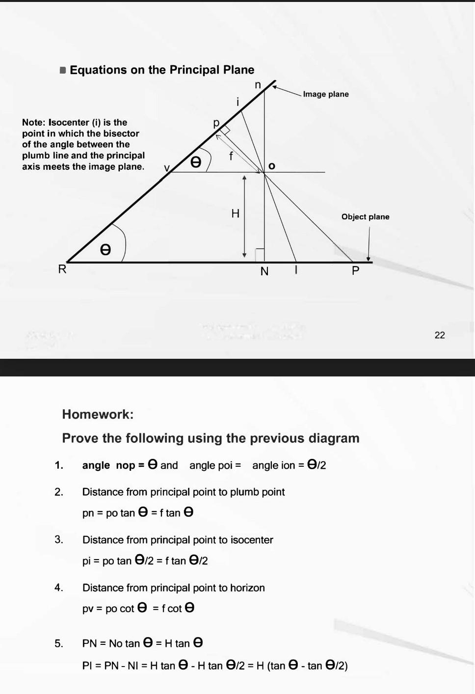 Equations on the Principal Plane n Image plane Note: | Chegg.com