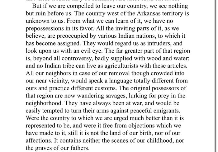 Solved Various, Appeal of the Cherokee Nation (1830). We are | Chegg.com