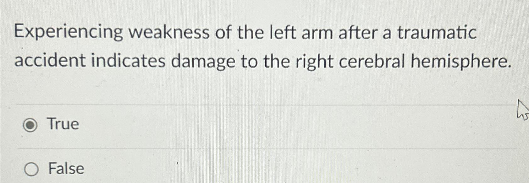 Solved Experiencing weakness of the left arm after a | Chegg.com