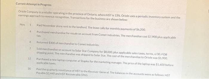 Solved Current Attempt in Progress Oriole Company is a | Chegg.com