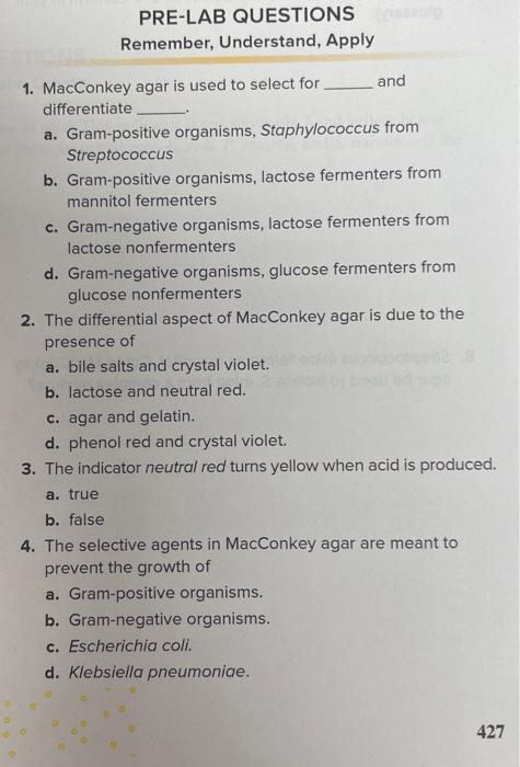 Solved PRE-LAB QUESTIONS Remember, Understand, Apply 1. | Chegg.com