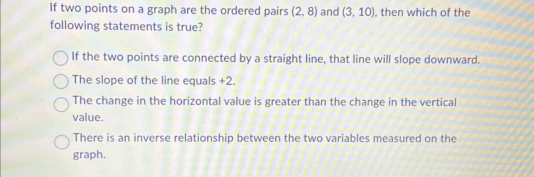 Solved If two points on a graph are the ordered pairs (2,8) | Chegg.com