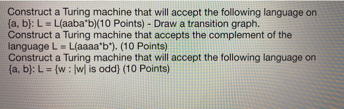 Solved Construct a Turing machine that will accept the | Chegg.com